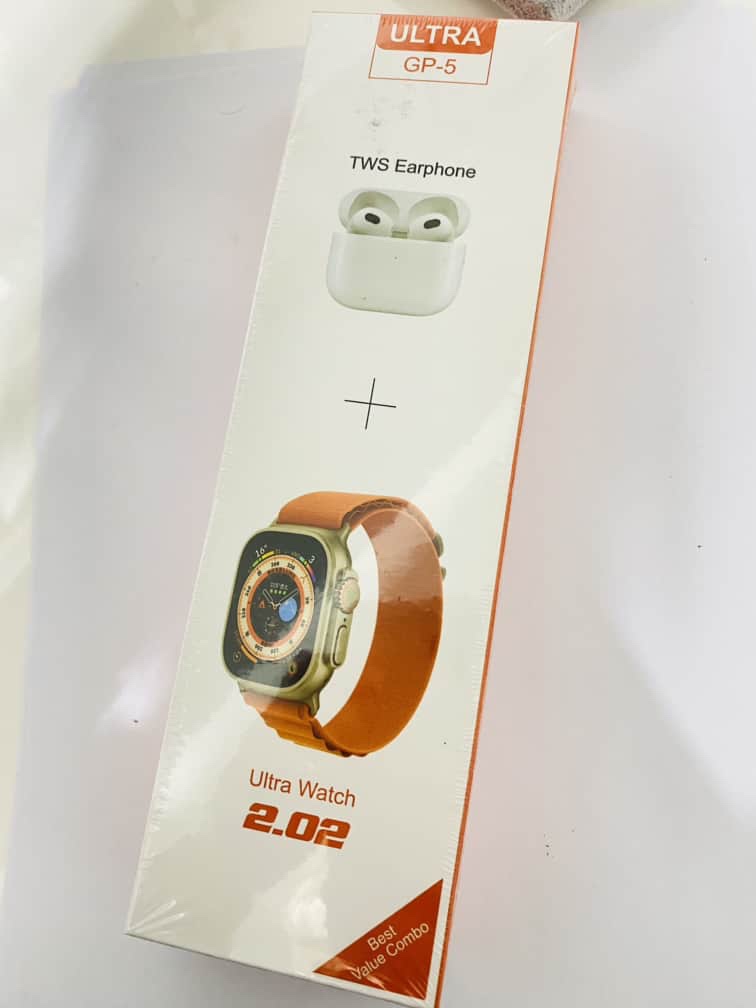 Ultra GP-5 Earphone & Ultra Watch Gift Set - Black - Jewellery By AA